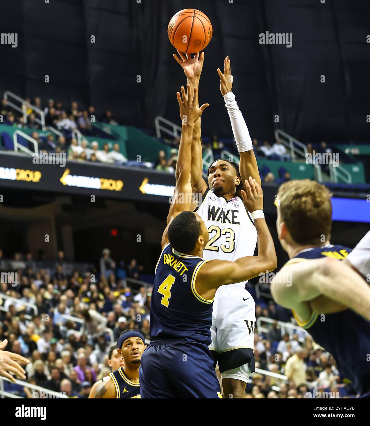 Lawrence First Horizon Arena. 10th Nov, 2024. Wake Forest guard Hunter ...