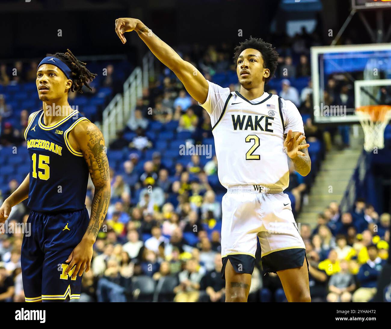 Lawrence First Horizon Arena. 10th Nov, 2024. Wake Forest guard Juke ...