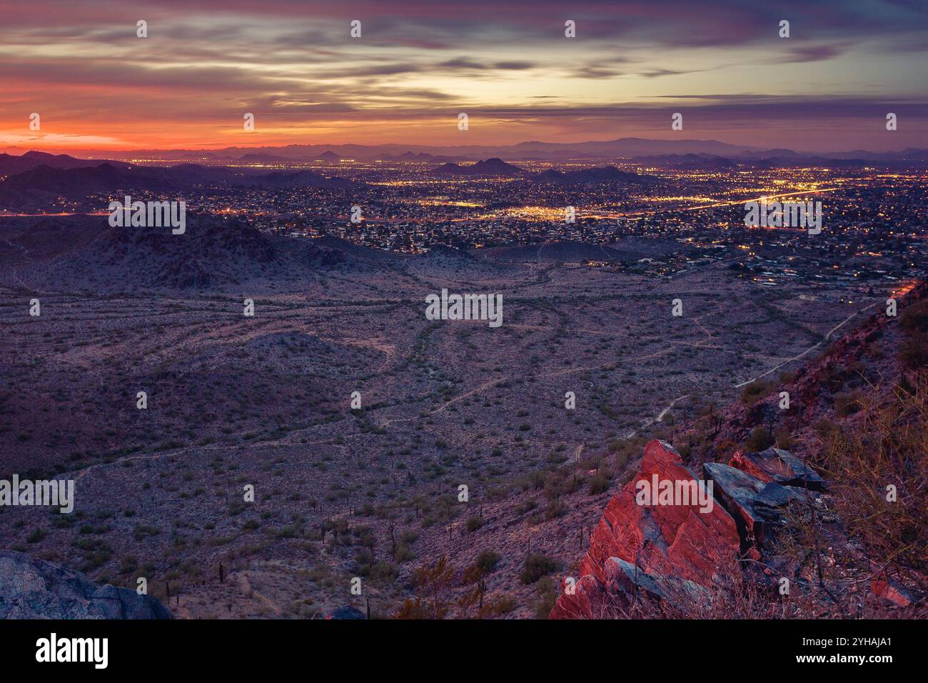 Sunset from Peak 2429, Phoenix Mountain Park and Preserve, Arizona ...