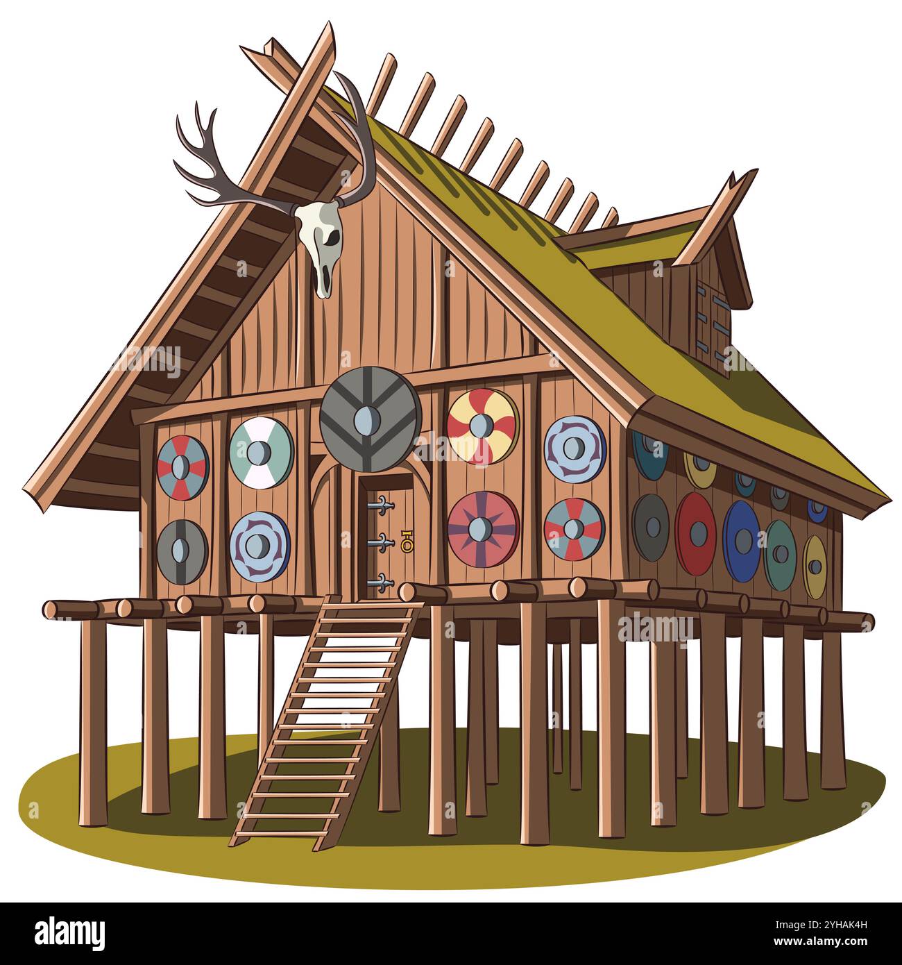 Viking settlement illustration Stock Vector Images - Alamy