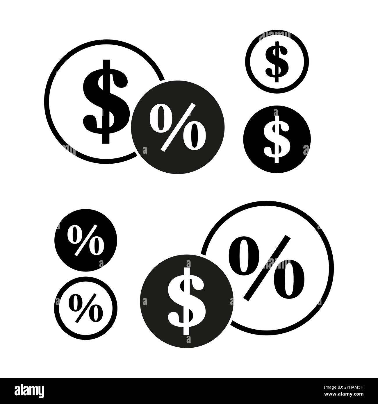 Dollar and percent icons. Finance and discount symbols. Money and ...