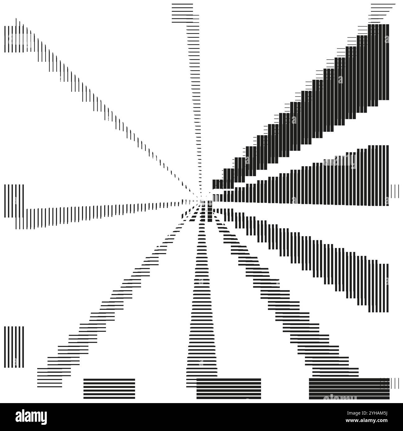 Radial stripe pattern. Geometric striped icon. Black and white line ...