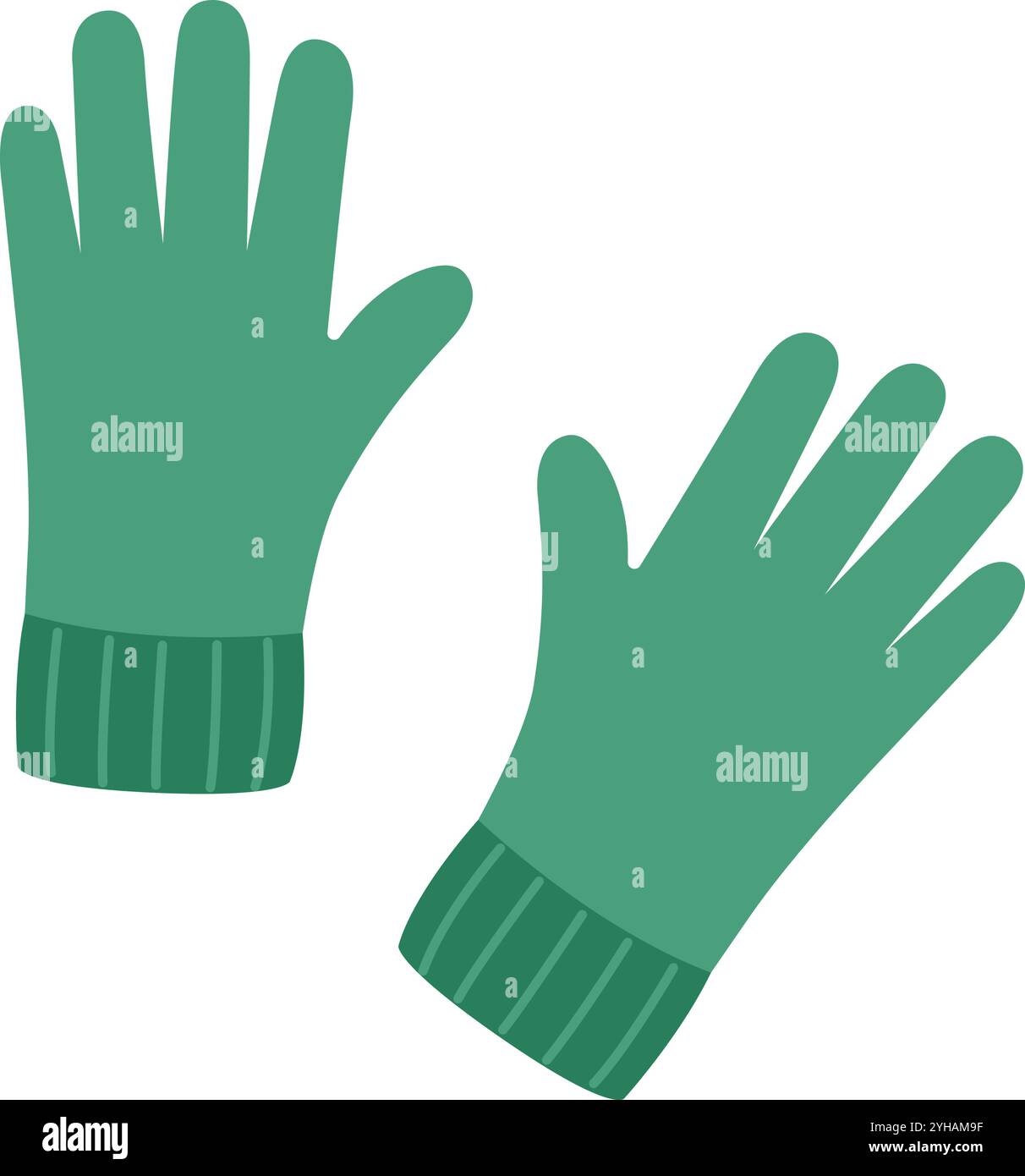 Green winter gloves Hand drawn flat style isolated. Accessories ...
