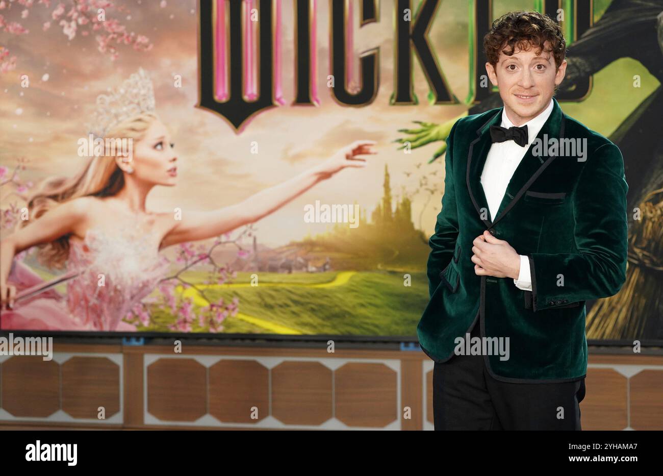 Ethan Slater arrives at the premiere of "Wicked" on Saturday, Nov. 9 ...