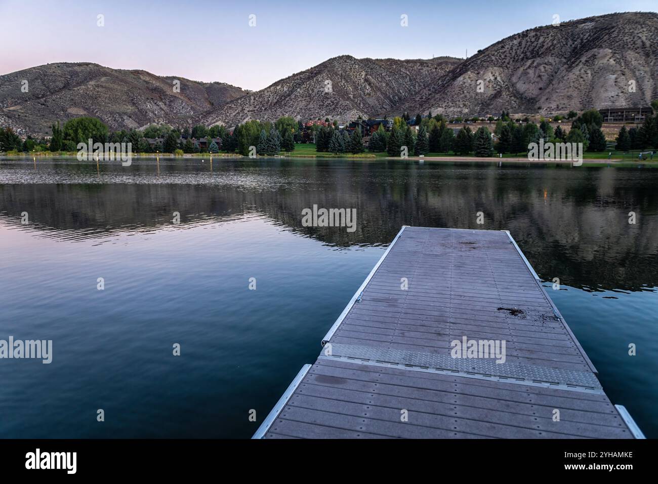Nottingham lake park dock in Avon, Colorado with fishing pier wharf ...