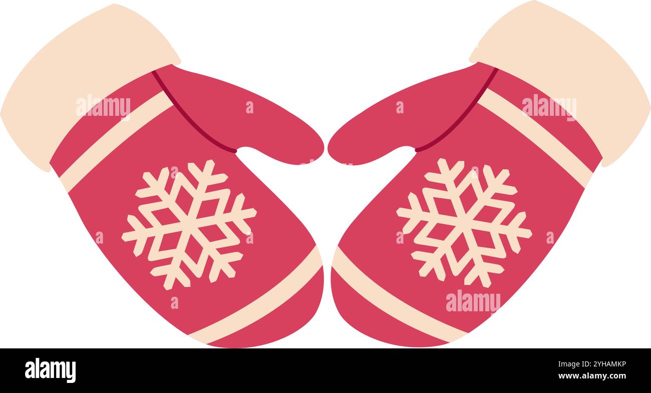 Red mittens Hand drawn flat style isolated. winter clothes Vector ...