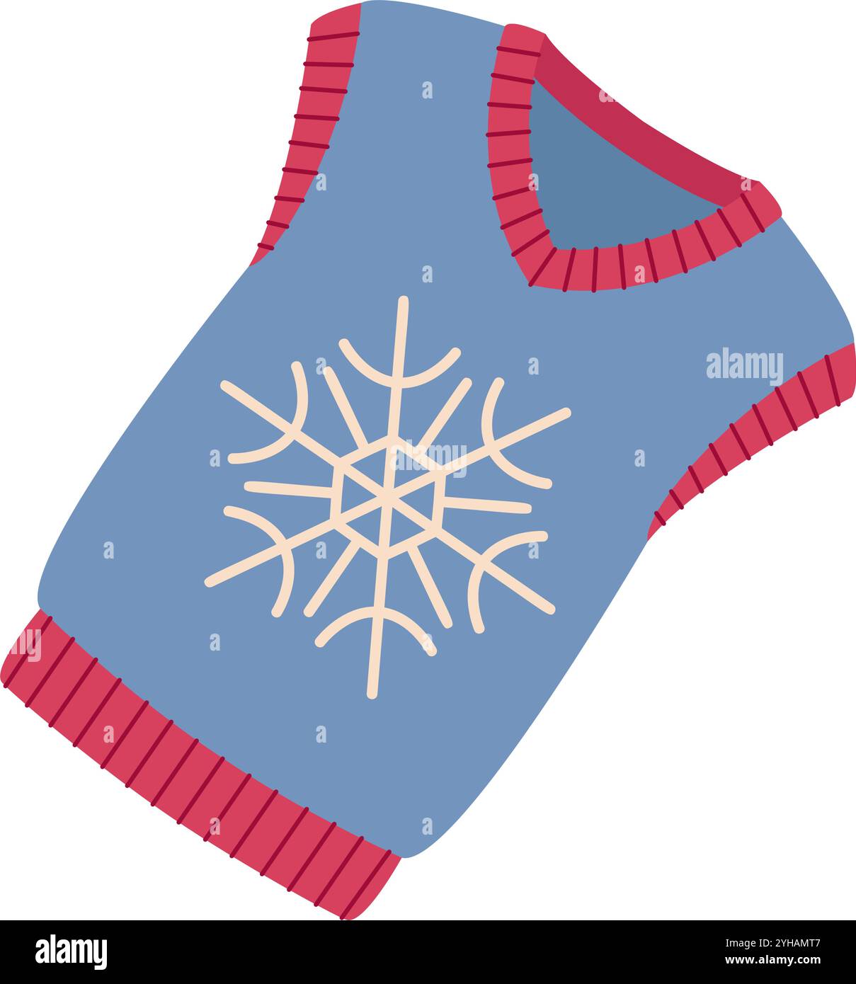 Christmas knitted vest with snowflake. Doodle style winter clothes. New ...