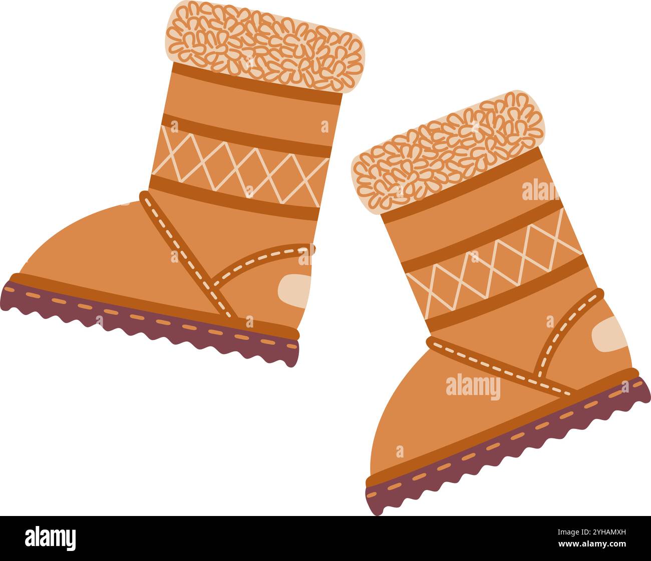 Winter boots ugg doodle style. Hand drawn winter shoes flat style ...