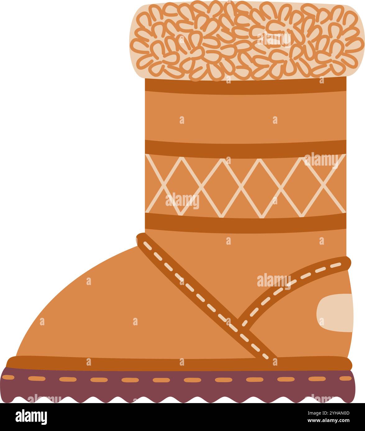 Winter boot ugg doodle style. Hand drawn winter shoes flat style ...