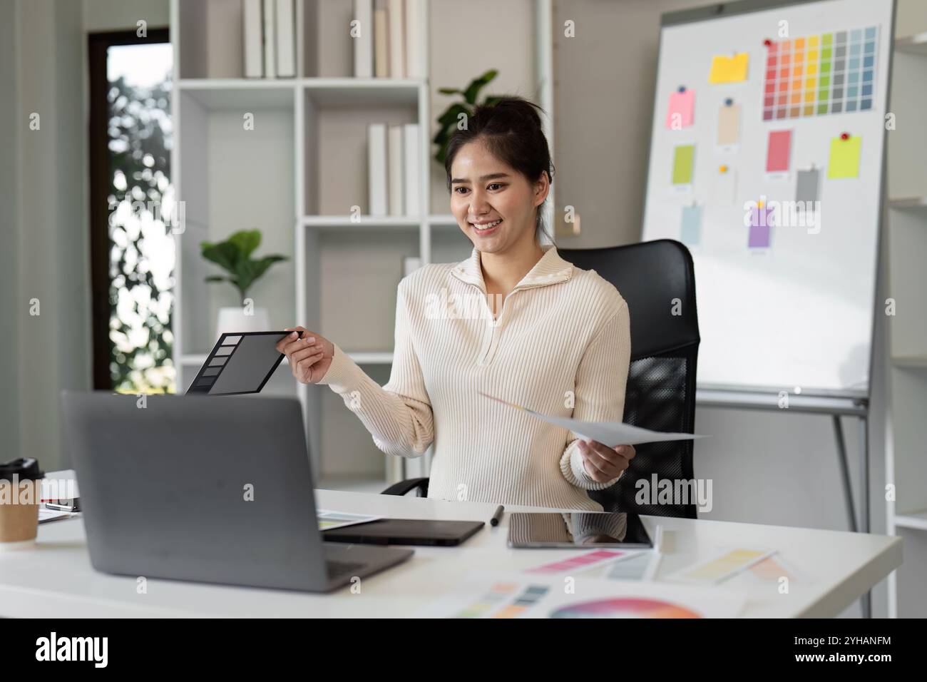 Creative Designer Working on Innovative Project in Modern Office with ...