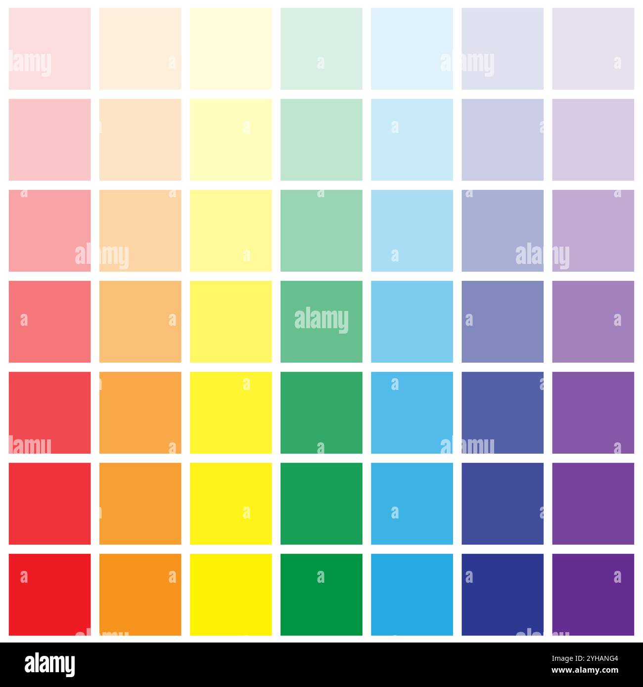 Square color grid. Rainbow palette pattern. Bright gradient scheme ...