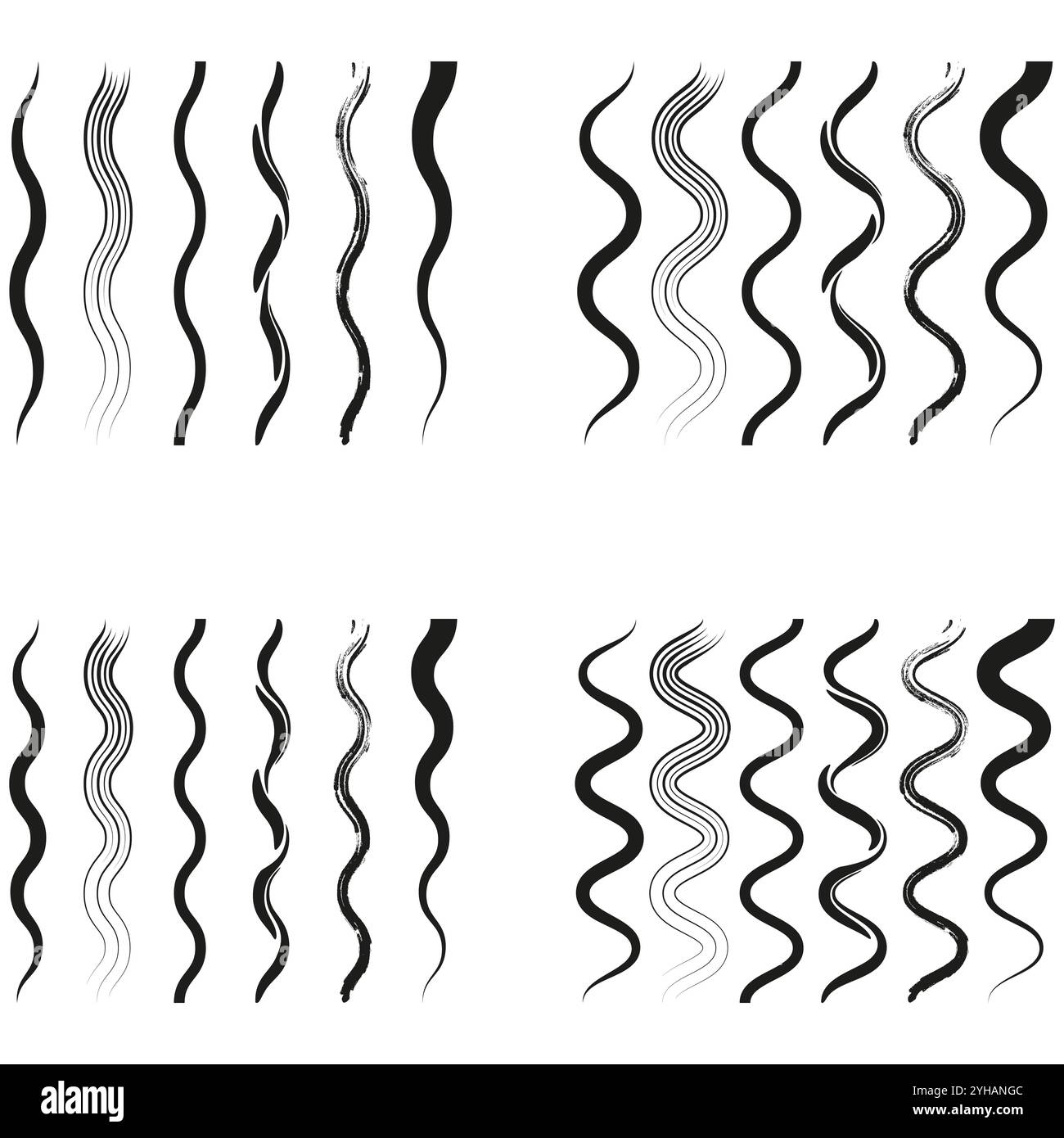 Wavy line pattern. Curved stroke vector. Abstract wave design. Flowing ...