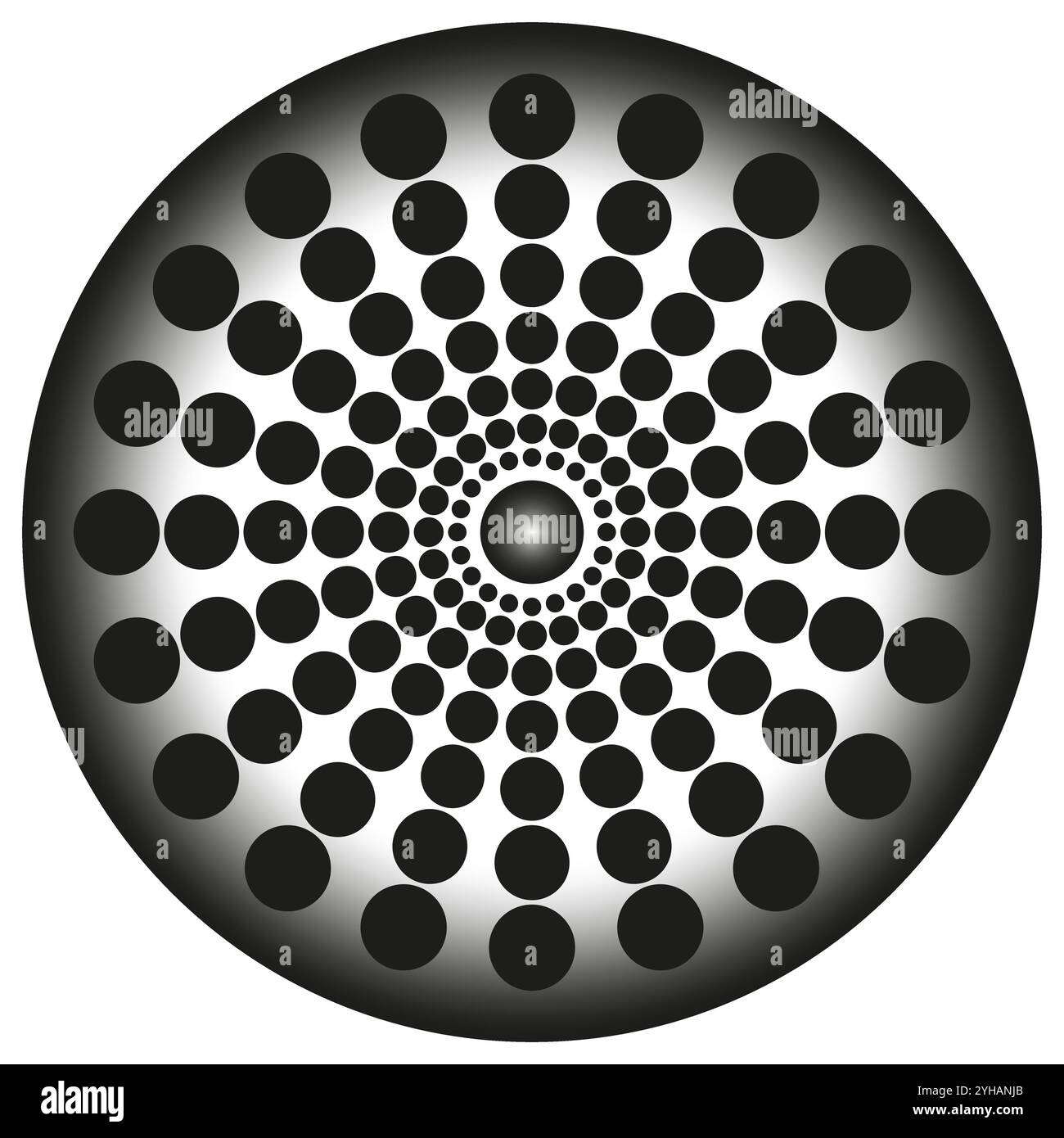 Circular dot pattern. Gradual radial design. Black and white symmetry ...