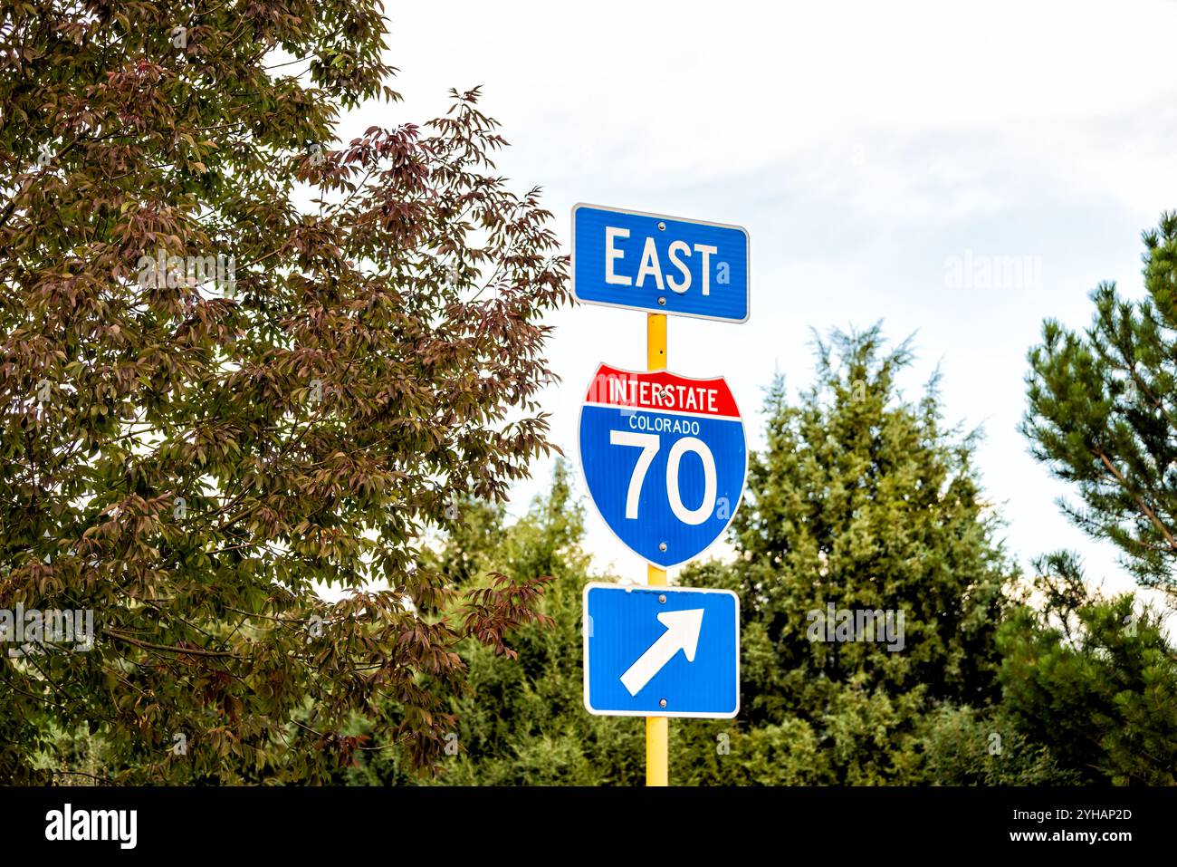Colorado interstate 70 highway road roadside sign with exit arrow ...