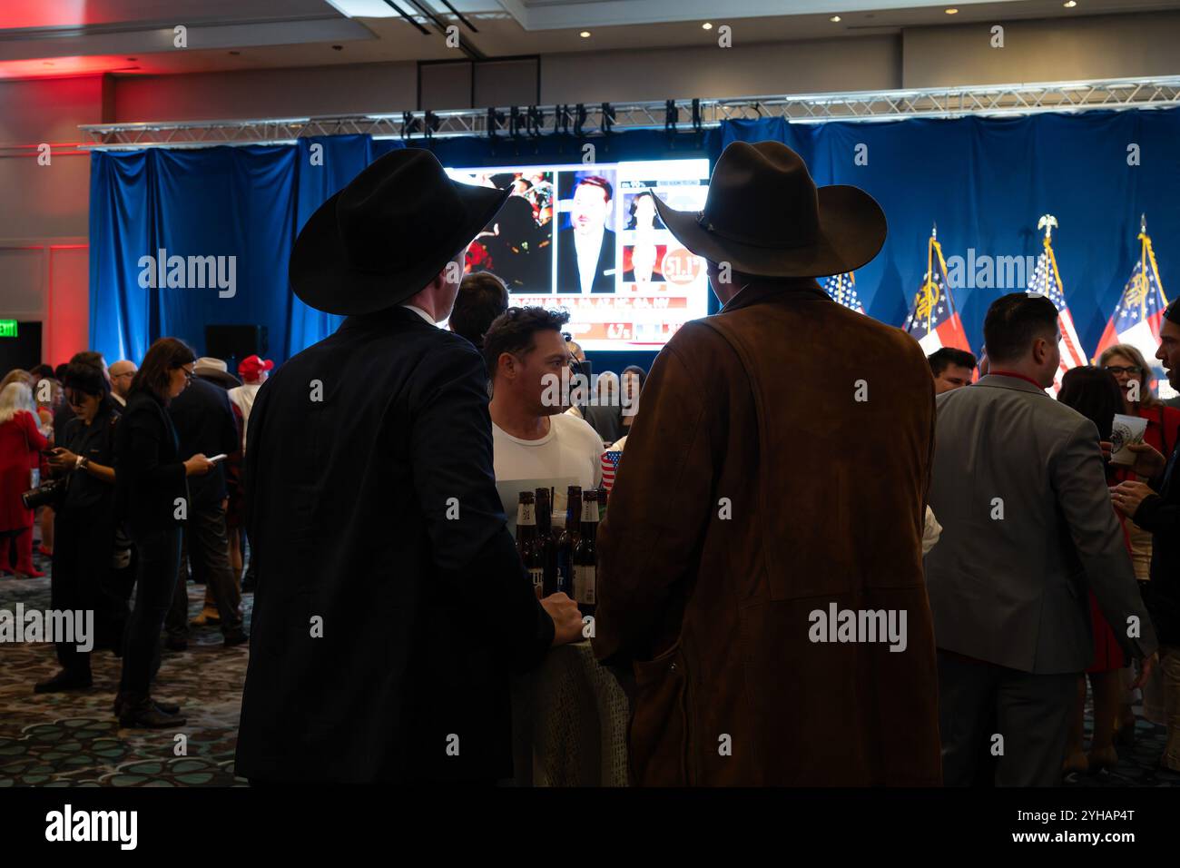 Atlanta, Georgia, USA. 5th Nov, 2024. Stetson-wearing Trump supporters ...