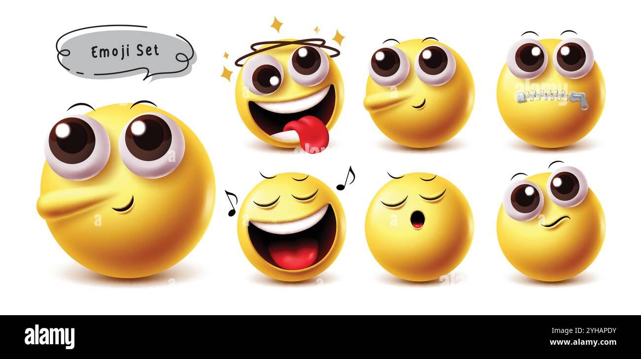 Pinocchio emoji vector characters set. Pinocchio 3d emoji character ...