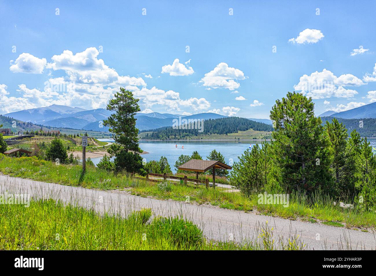 Frisco Colorado Dillon Reservoir lake park in summer season for fishing ...