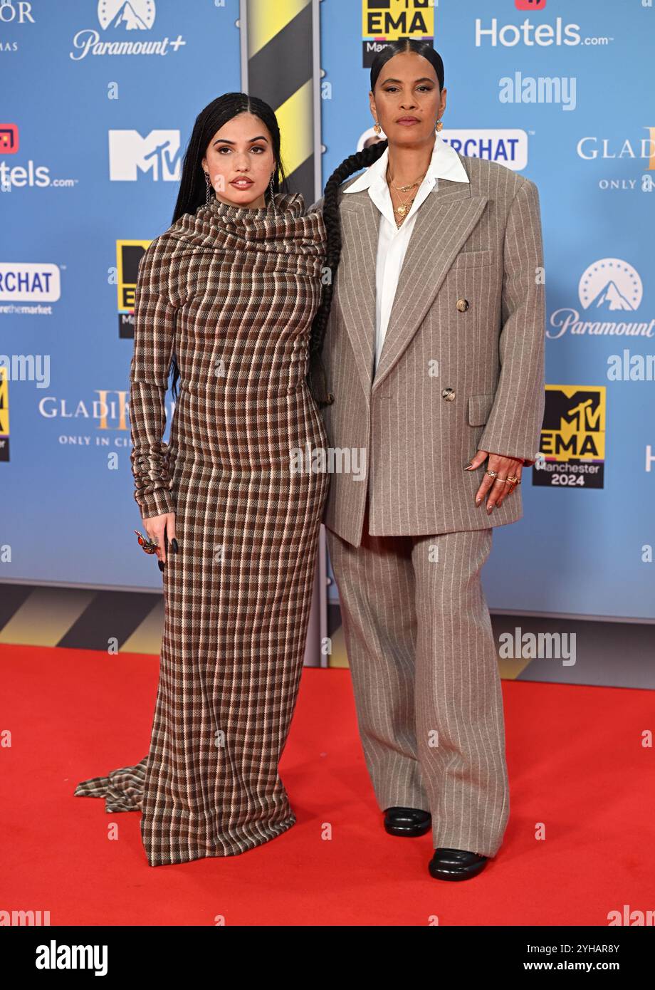Manchester, UK. November 10th, 2024. Mabel and Neneh Cherry arriving at the MTV European Music ...