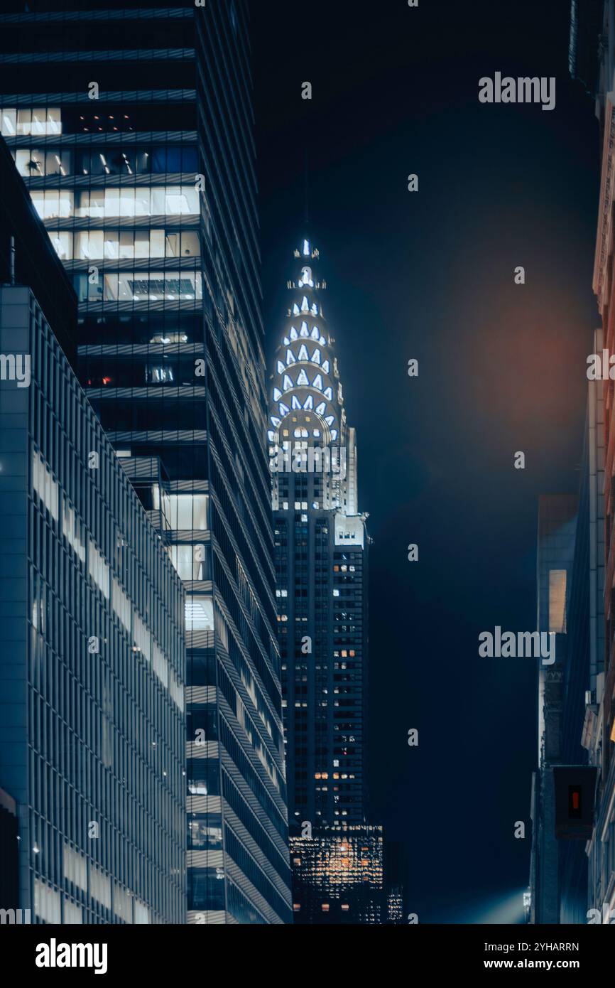 Chrysler building illuminated at night Stock Photo - Alamy
