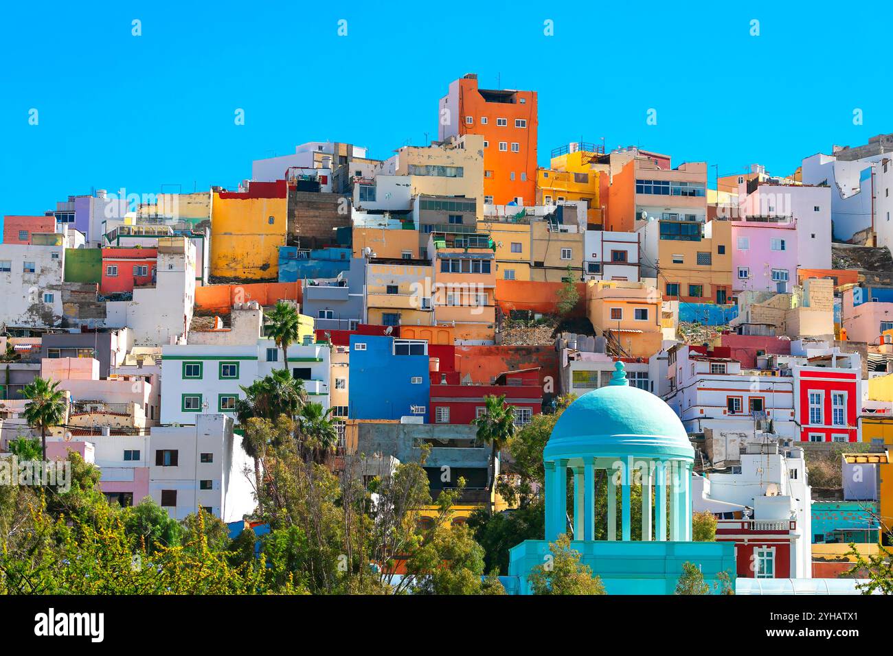 Colorful houses of Las Palmas from Gran Canaria, Canary Islands ...