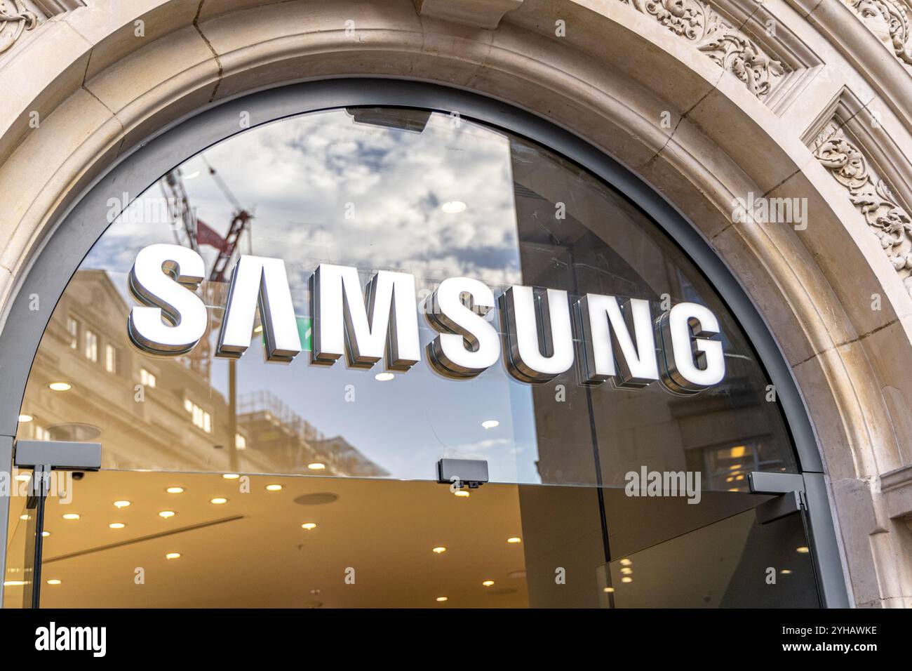 London, UK- September 19, 2024: Samsung tech brand lettering logo on ...