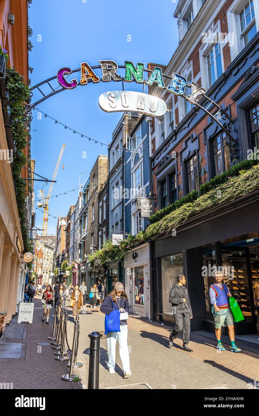 London, UK- September 19, 2024: Sparkling Carnaby Street Sign in Soho ...