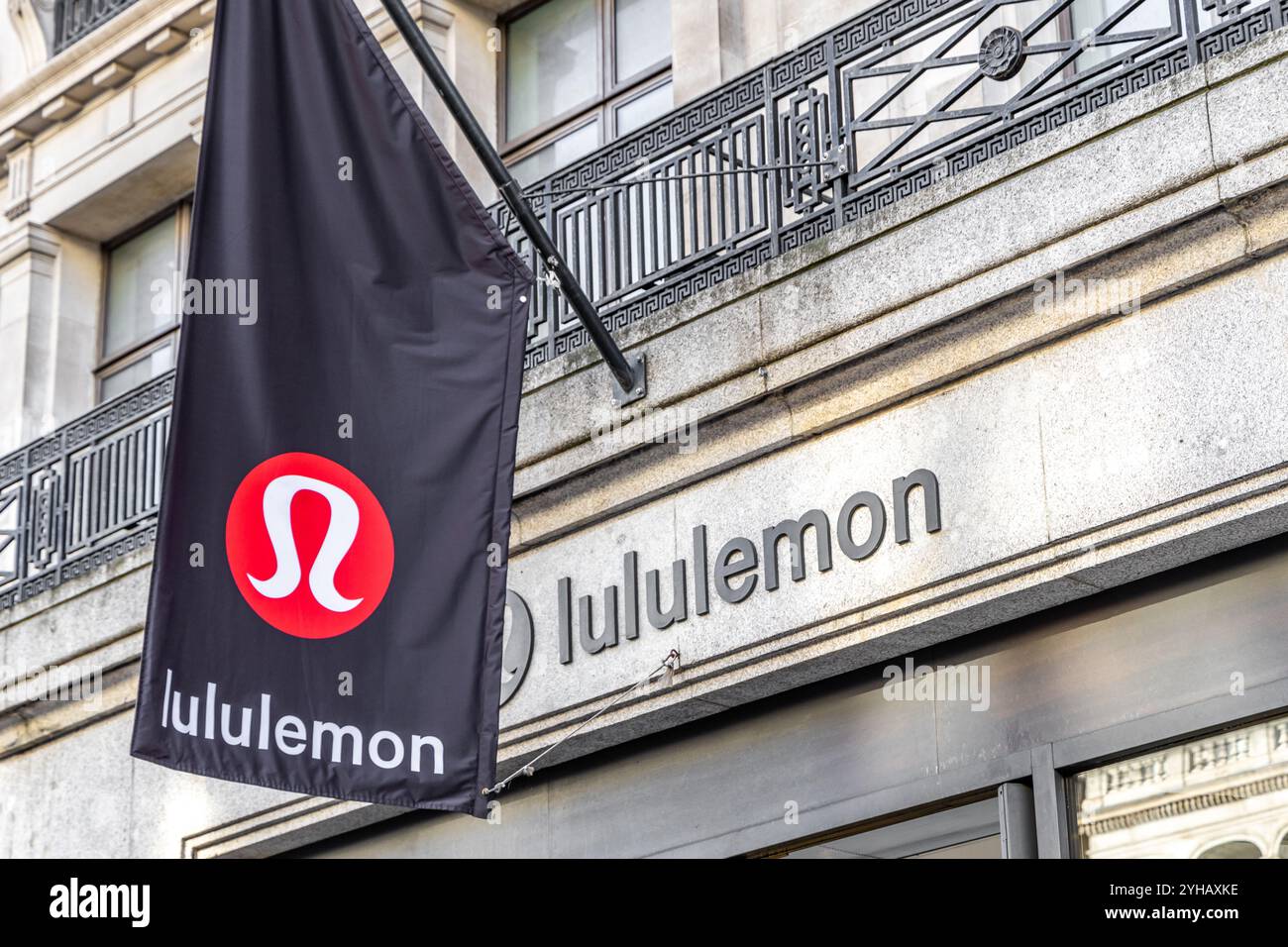 London, UK- September 19, 2024: Lululemon Athletica Flag and Storefront ...