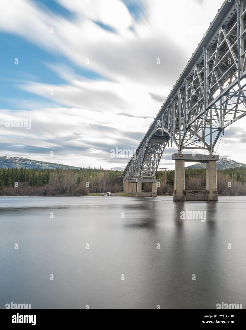 Johnsons Crossing, Teslin River steel Bridge on the Alaska Highway ...