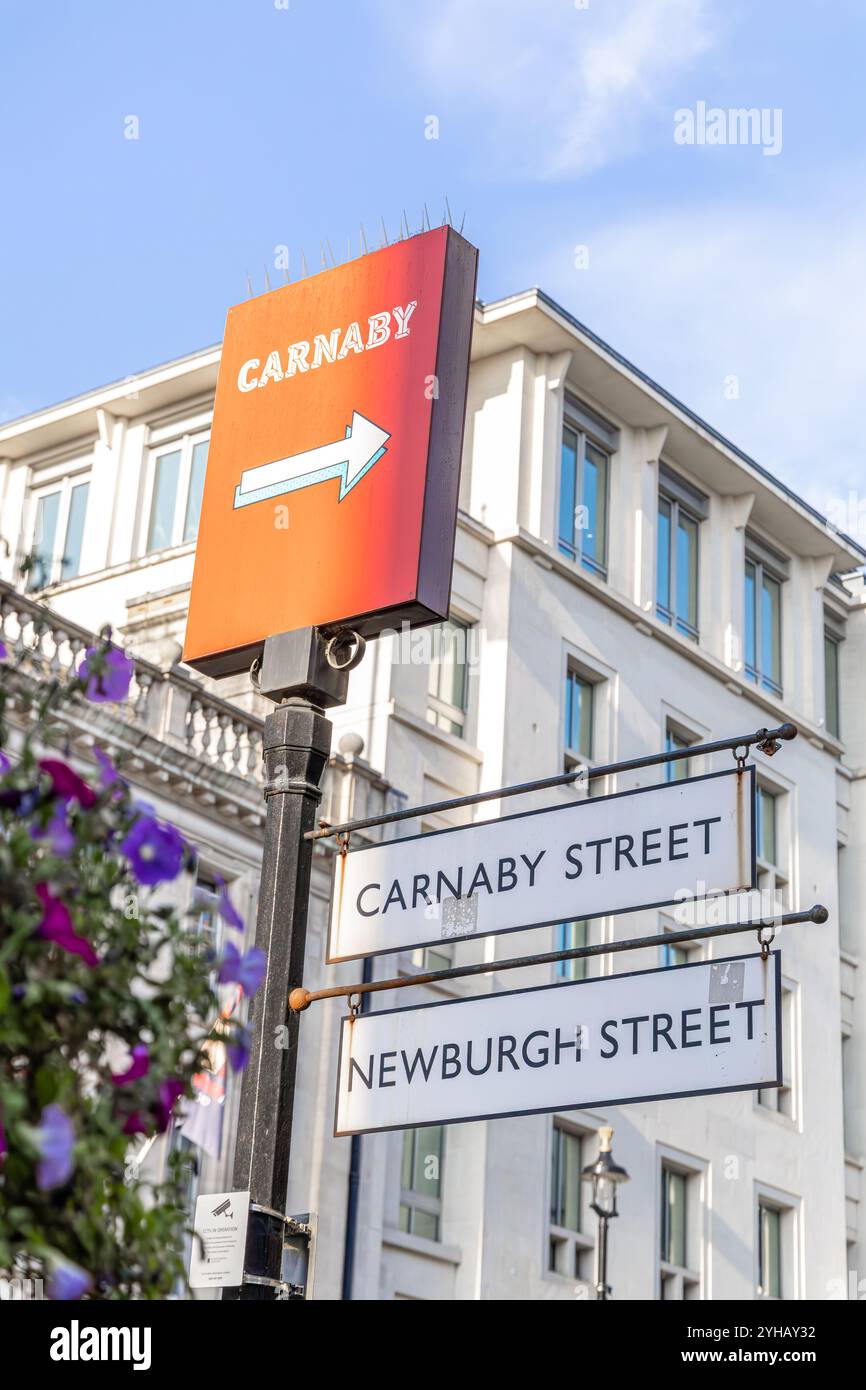 London, UK- September 19, 2024: Carnaby Street Directional Signs ...