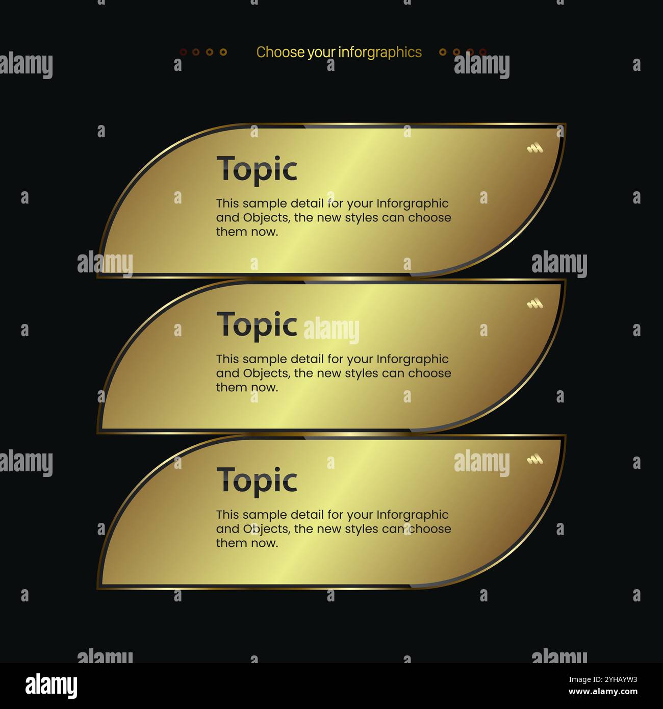 SET of golden Abstract business infographic, luxury option template ...
