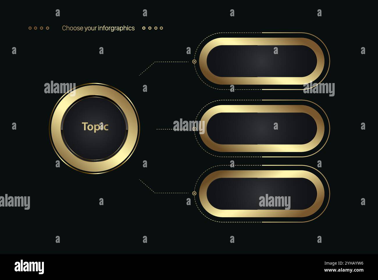 Three golden steps banner, template infographic and Luxury circle in ...