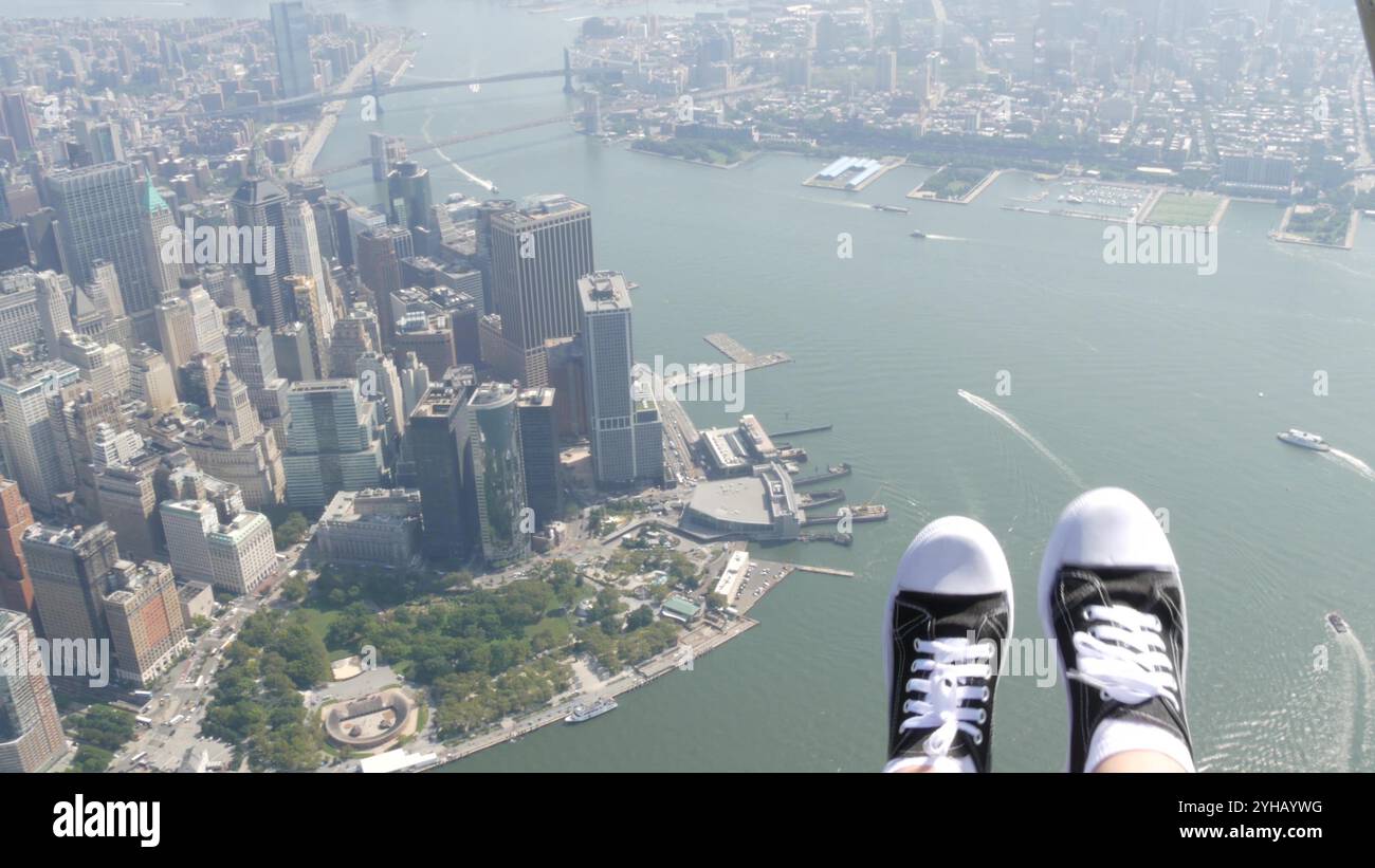 New York City doors off helicopter flight, heli flying over Manhattan ...
