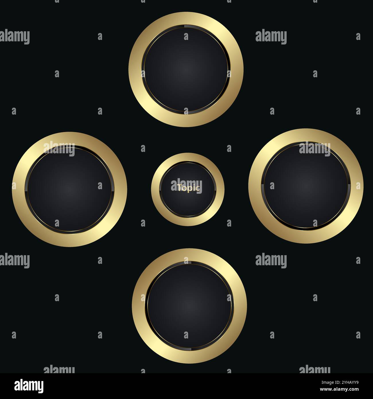 Five circles option vector, luxury, and premium options, set of 5 gold ...