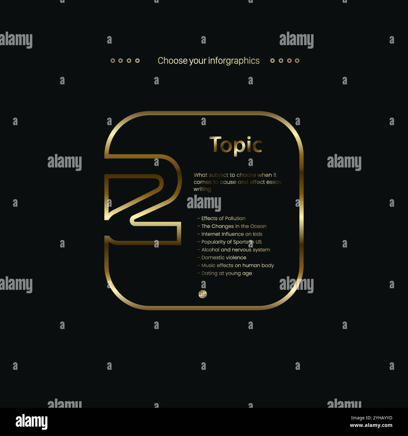 Gold line shape of number two, luxury infographic vector design, 2 ...