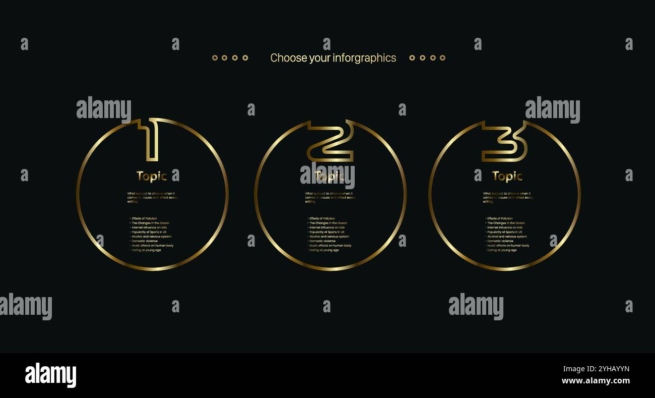 Set of three Vector golden, premuim, luxury multipurpose Infographic ...