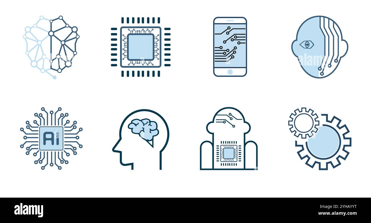 Set of Artificial intelligence-AI icons, symbols in Groups of isorated ...