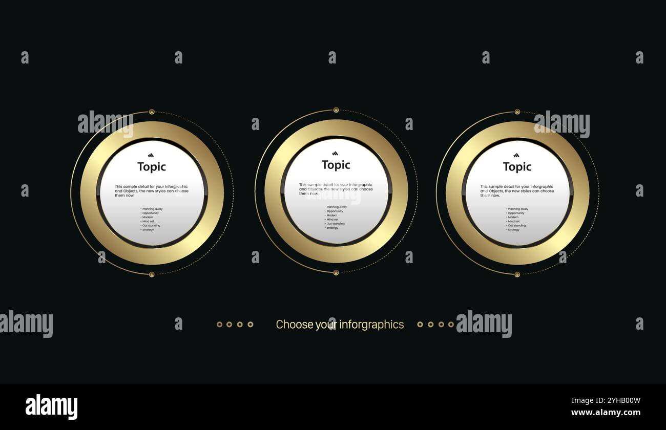Vector multipurpose Infographic gold, luxury, premium with three ...