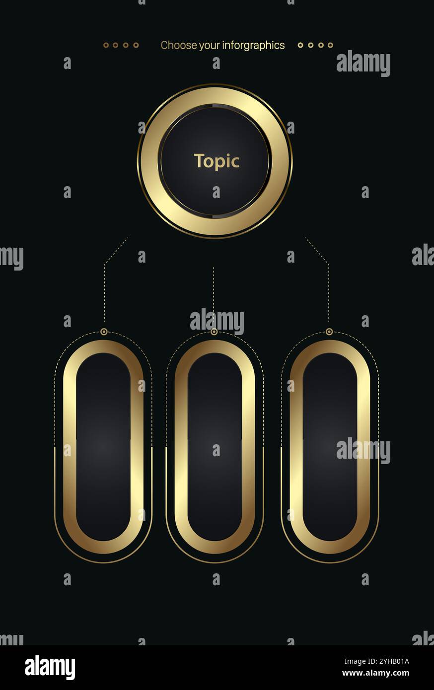 Four options chart infographic, 4 premium elements, golden steps banner ...