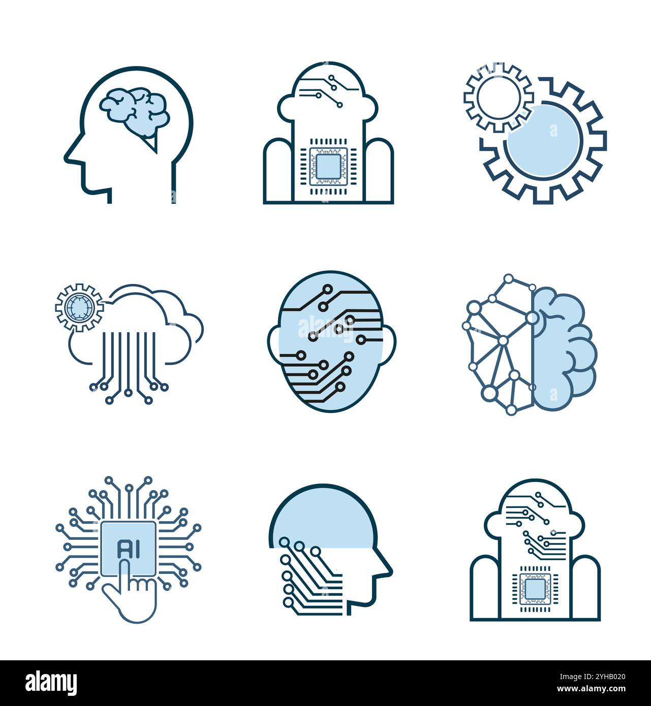 The artificial intelligence-AI groups of icons, symbols in Groups of ...