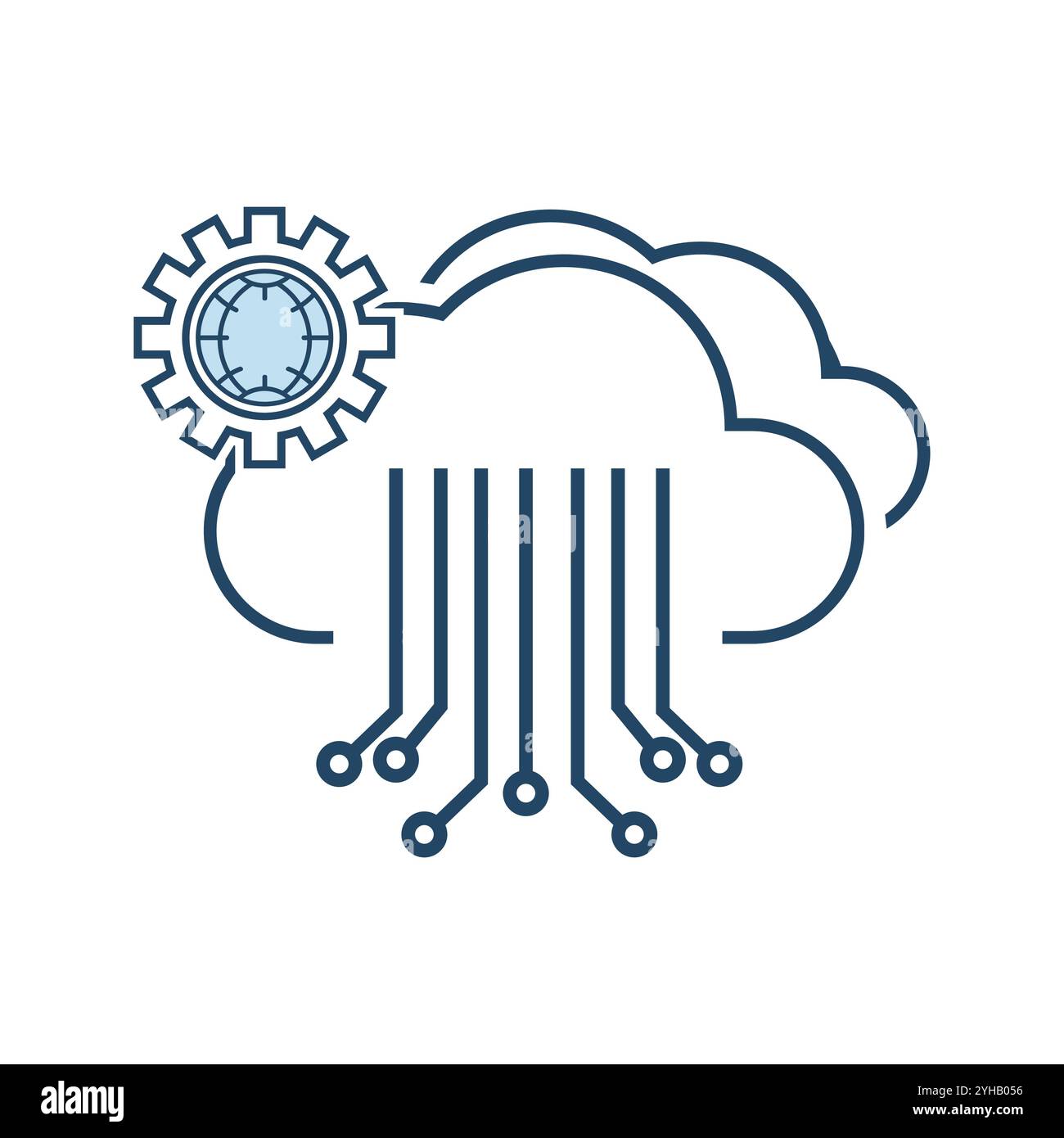 AI clouds with blue lines of processing system of technology ...