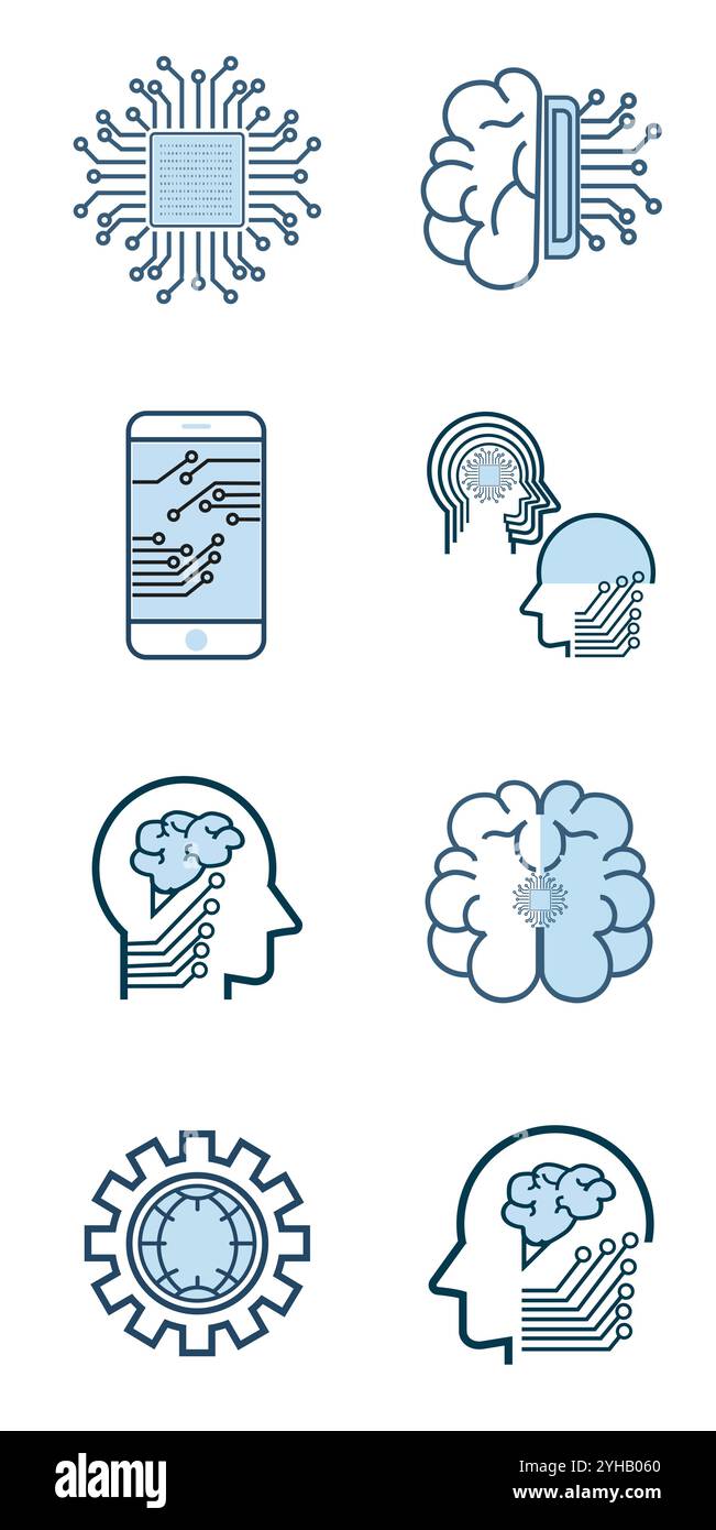 Technology icon set, such as robot, digital, vr, ai, cyber Artificial ... Technology icon set, such as robot, digital, vr, ai, cyber Artificial ...