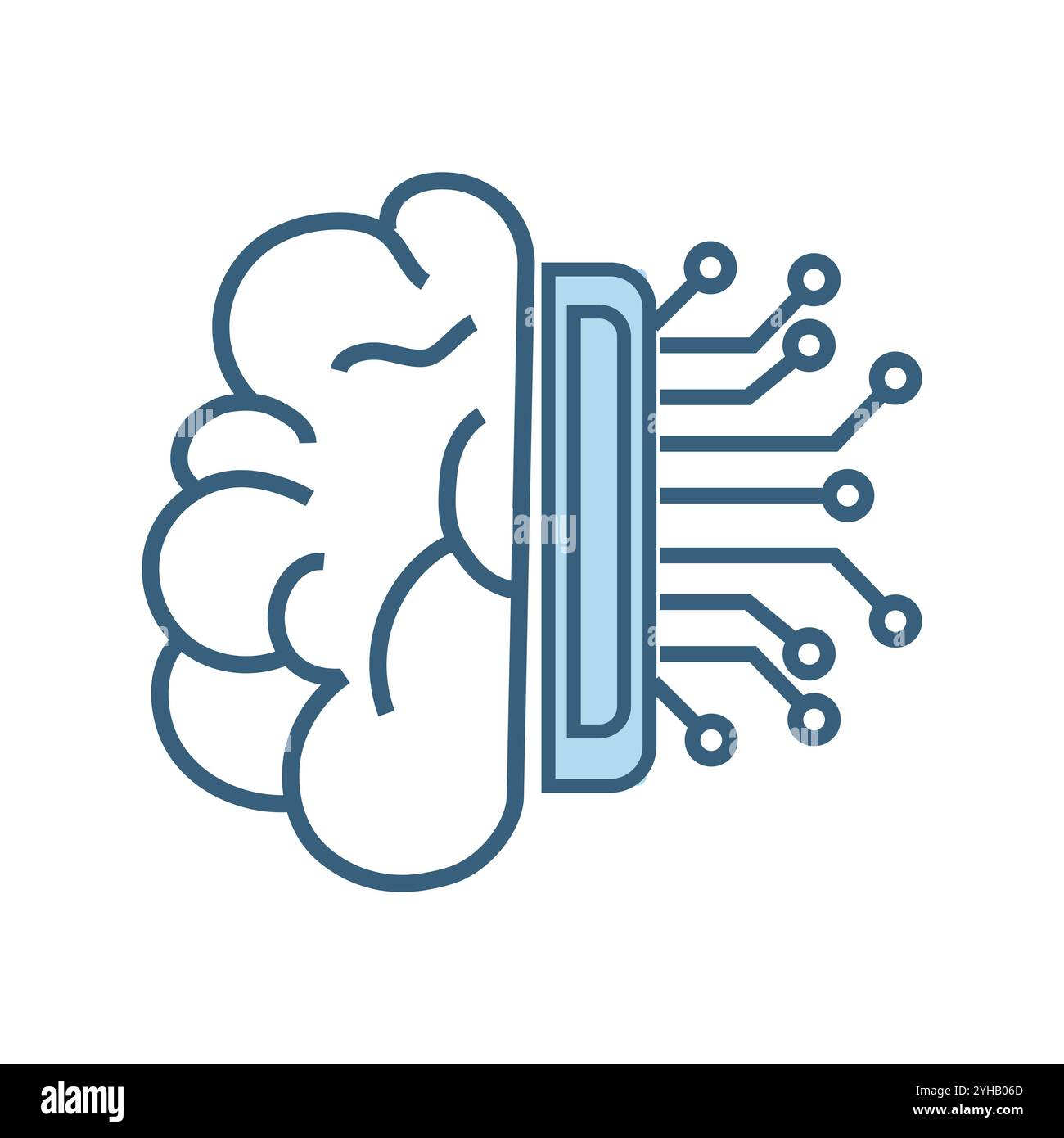 AI brain icon lines style, brain link with circuits system of artificial intelligence ...
