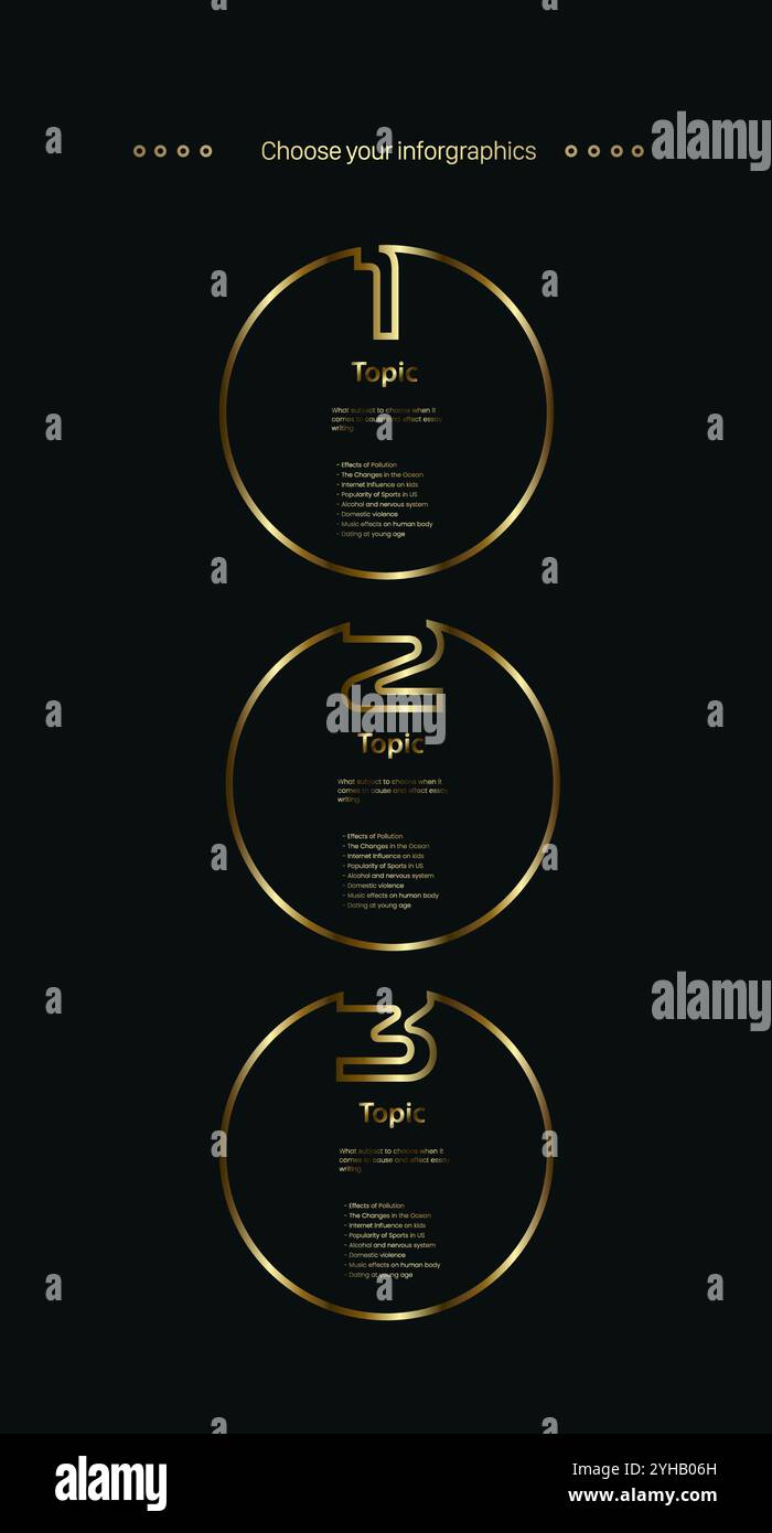 Set of three Vector golden, premuim, luxury multipurpose Infographic ...