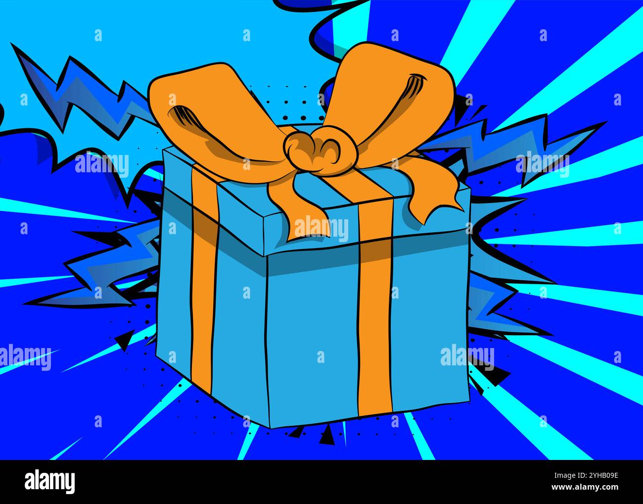 Cartoon Gift Box, comic book Holiday surprise. Retro vector comics pop ...