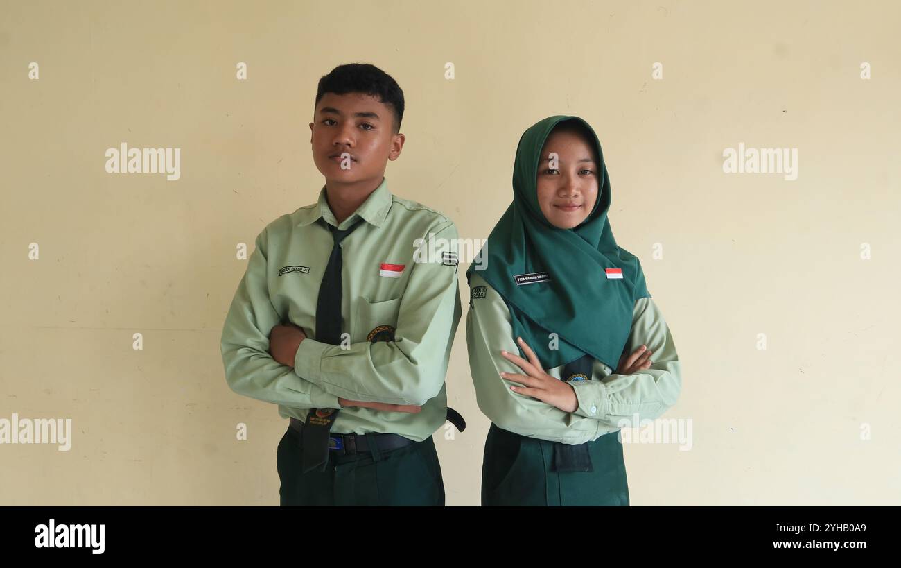 Junior High School Students in Uniform back to back Stock Photo - Alamy