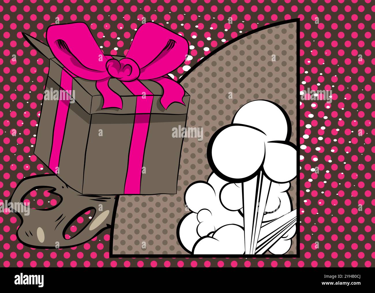 Cartoon Gift Box, comic book Holiday surprise. Retro vector comics pop ...