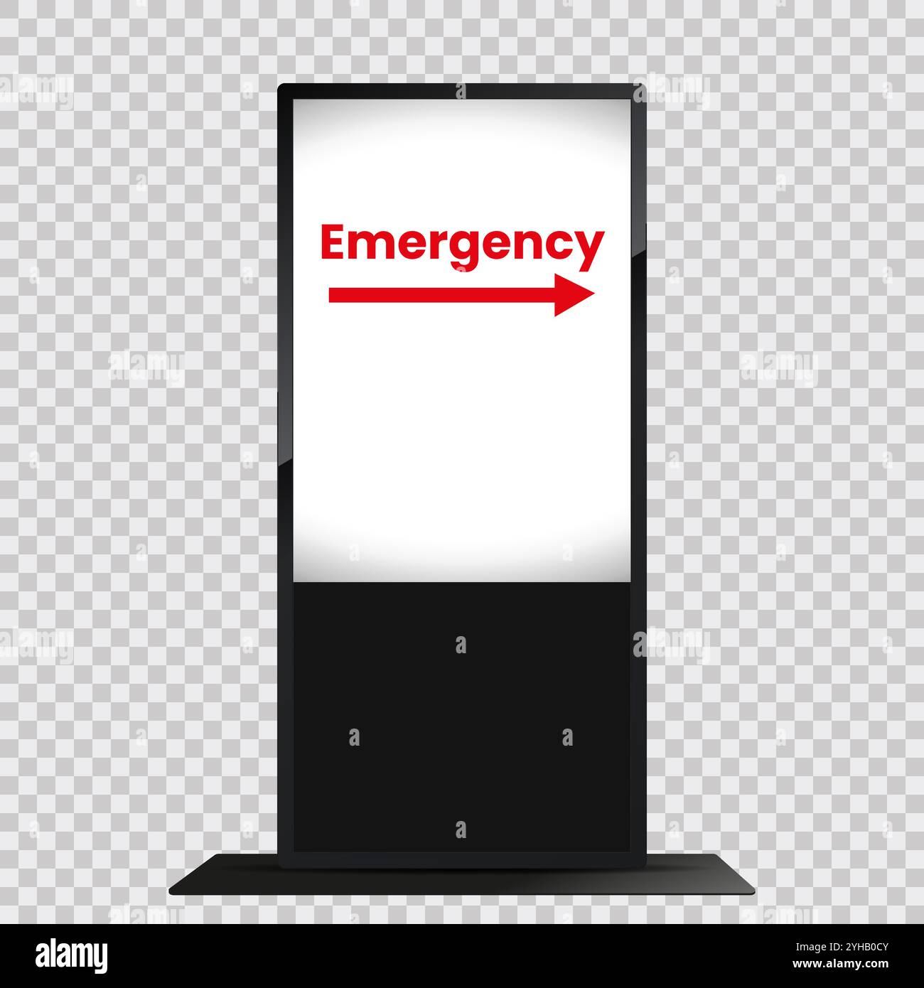 LCD display mock up on transparency background, with emergency text on ...