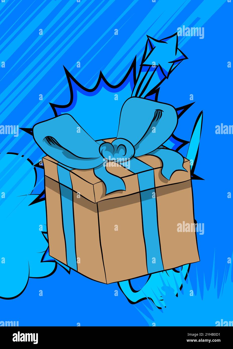 Cartoon Gift Box, comic book Holiday surprise. Retro vector comics pop ...