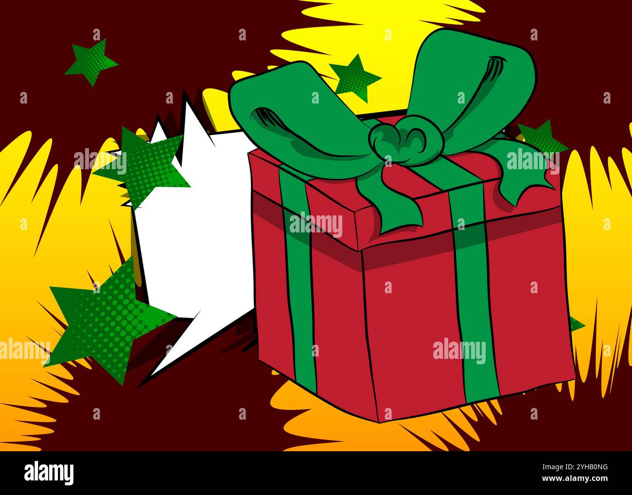 Cartoon Gift Box, comic book Holiday surprise. Retro vector comics pop ...