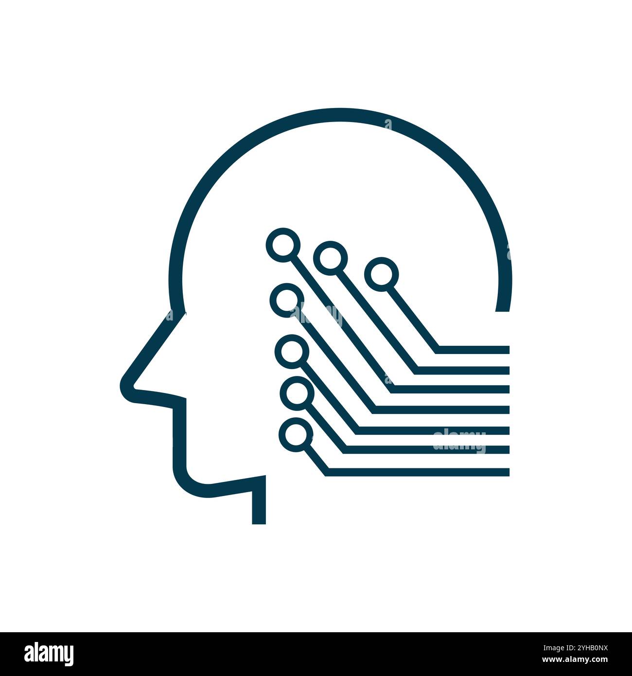 A head of AI brain chip inside it and circute of technology system for ...